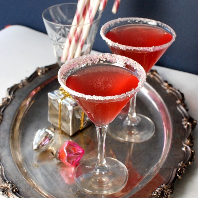 Candy Cane Cocktail with Homemade Candy Cane Infused Vodka