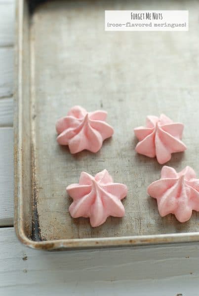 Forget Me Nots {rose-flavored meringue cookies}
