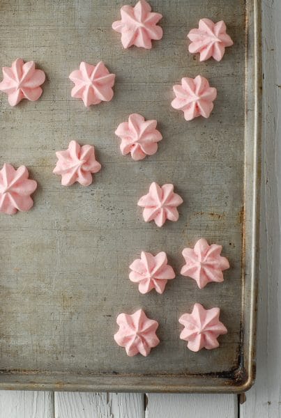 Forget Me Nots {rose-flavored meringue cookies}
