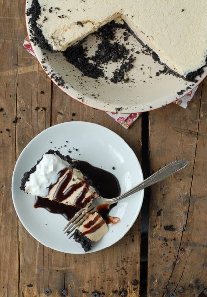 Frozen Chocolate Fluffernutter (Peanut Butter Marshmallow) Pie