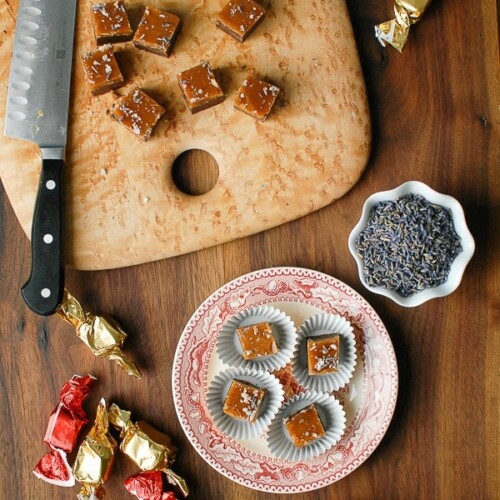 Chocolate Lavender Fudge with Salted Caramel Top