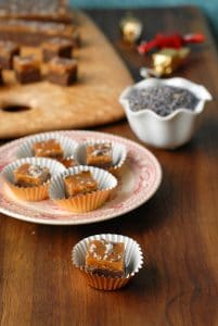 Chocolate Lavender Fudge with Salted Caramel Top