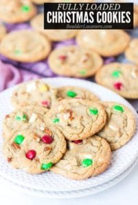 Christmas Cookies Loaded with White Chocolate, M&Ms and Pretzels