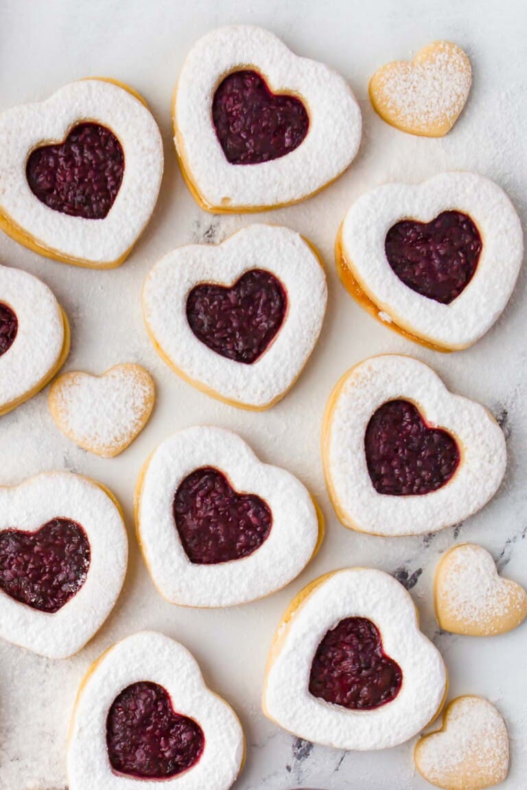 Heart-shaped Linzer Cookies with jam filling - Boulder Locavore